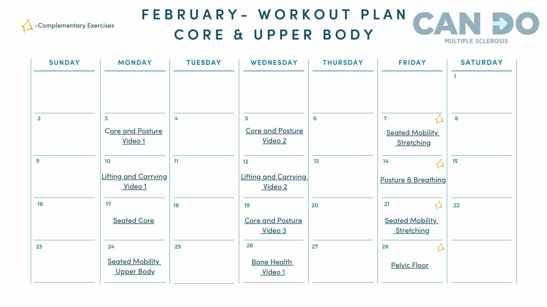 Core and Upper Body Workout Plan - Can Do MS